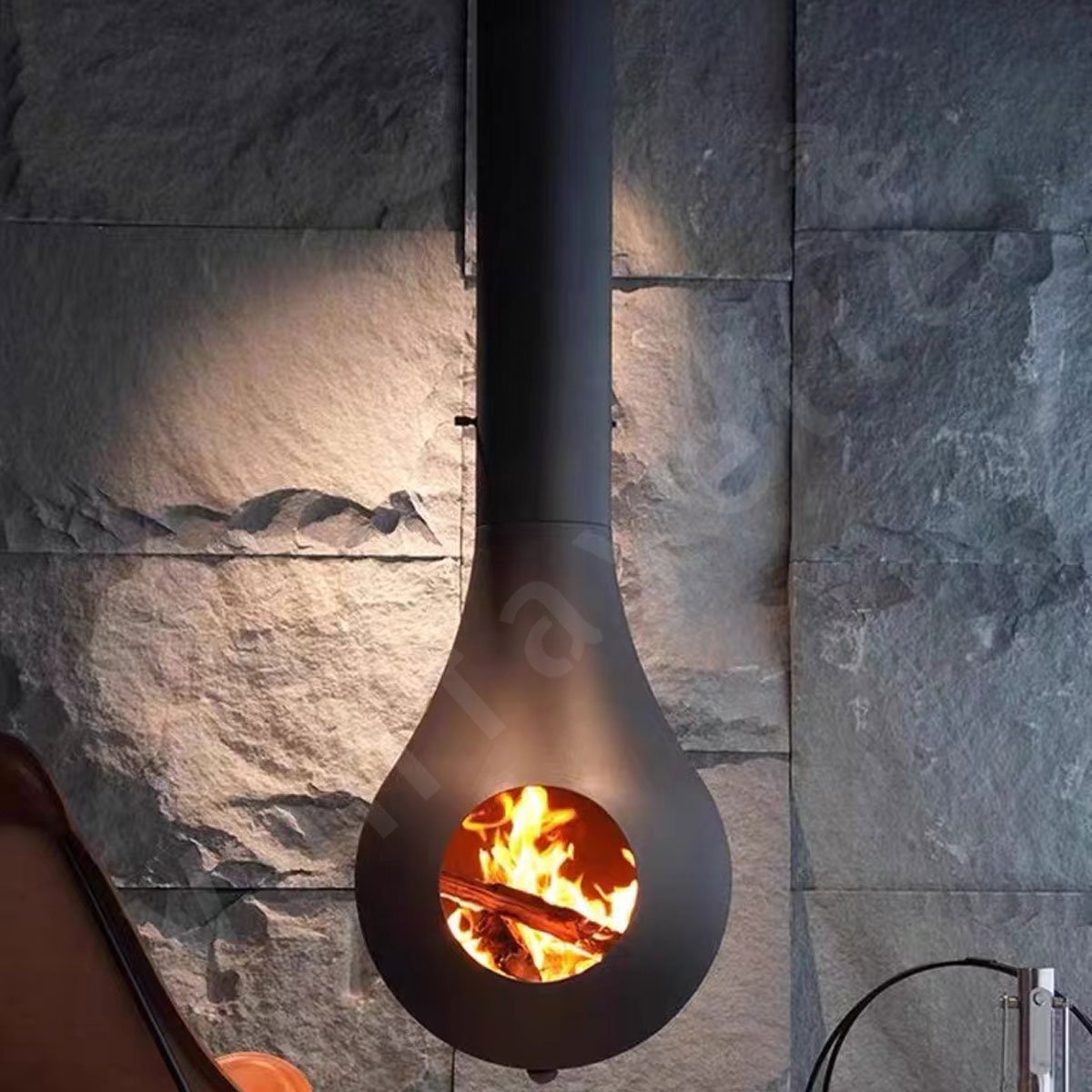 Round Indoor Wood Fireplace – 360° Rotating Design For Wood Burning ...